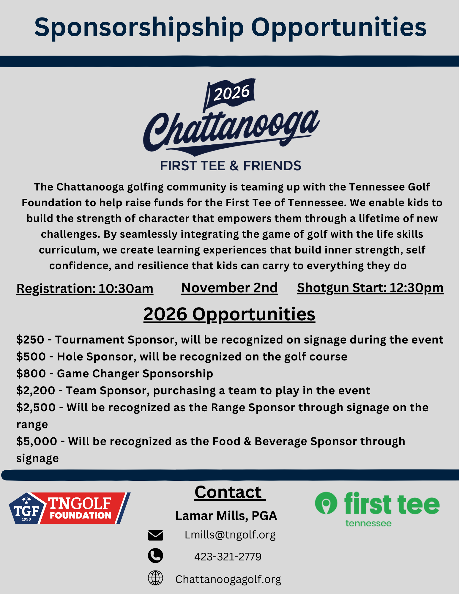 Become a Sponsor for First Tee & Friends – TGF Chattanooga